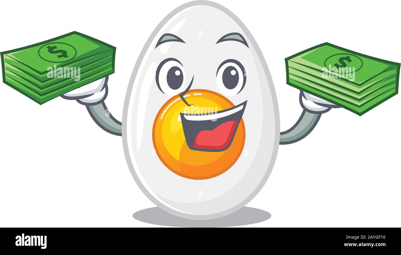 cool rich boiled egg character having money on hands Stock Vector Image ...