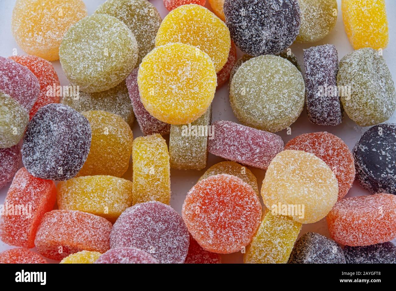 A close view of multi coloured fruit pastille sweets Stock Photo - Alamy