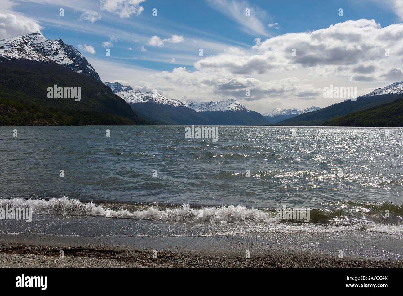 Acigami Lake (or Lake Roca) in Tierra del Fuego National Park near ...