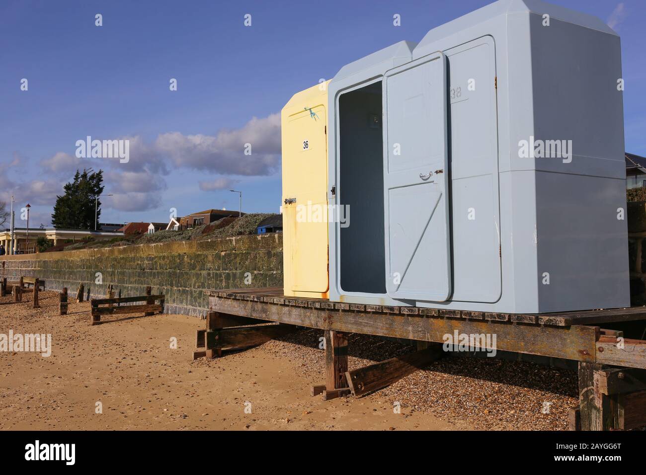 Beach changing cubicle wall hi-res stock photography and images - Alamy