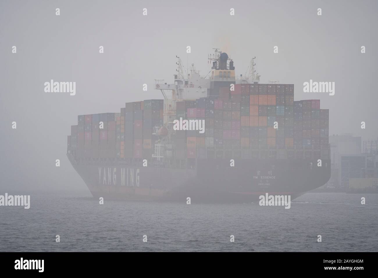 Yang Ming's container ship YM Essence departs the harbour of Halifax ...