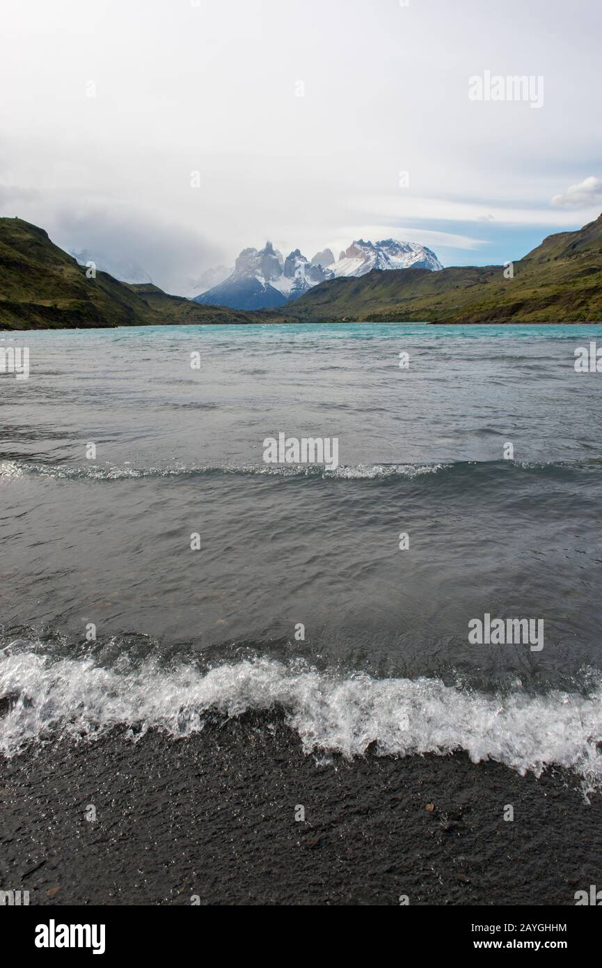 View of the Mountains in Torres del Paine National Park in southern ...
