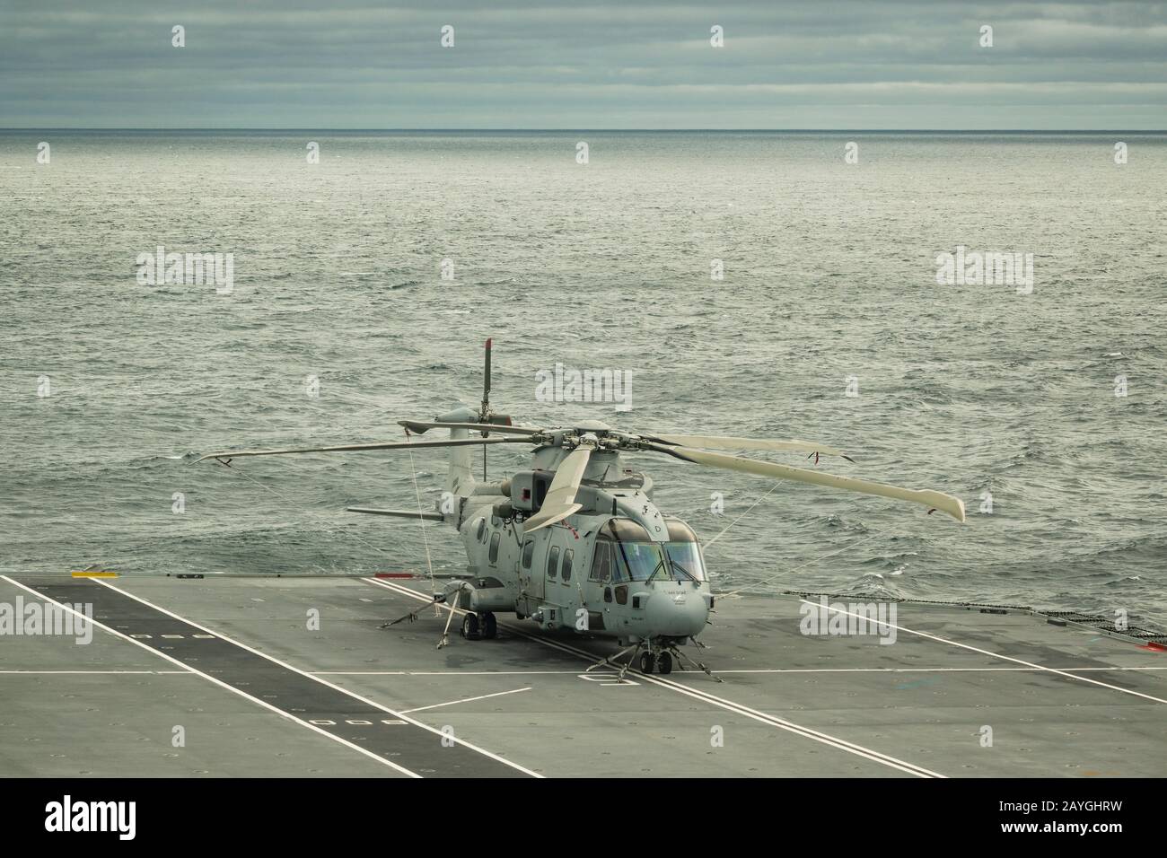 Royal Navy aircraft carrier HMS QUEEN ELIZABETH at sea off Nova Scotia ...