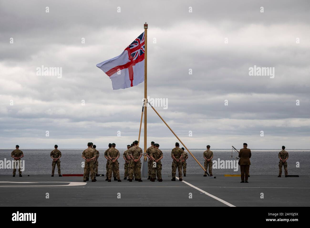 Royal Navy aircraft carrier HMS QUEEN ELIZABETH at sea off Nova Scotia ...