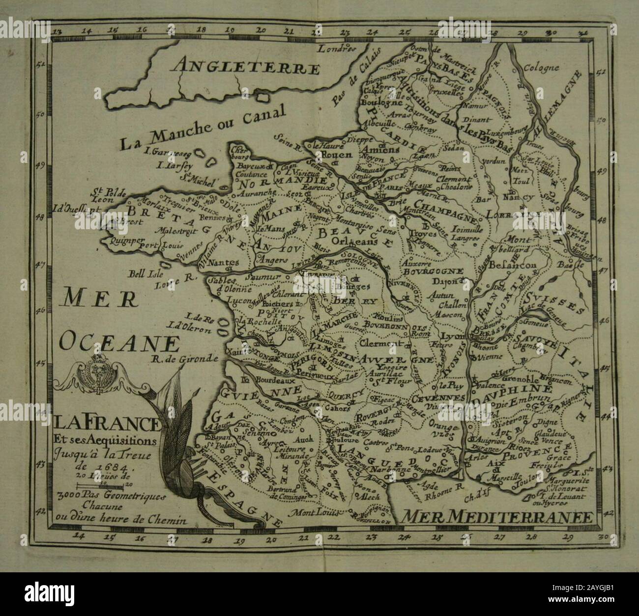 France from ‘L'Atlas en Abrege ou Nouvelle Description du Monde,‘ Stock ...