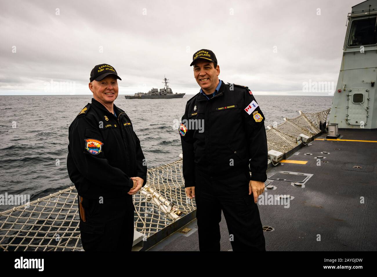 Commodore Richard Feltham and CPO1 Tom Lizotte HMCS VILLE DE QUEBEC's ...