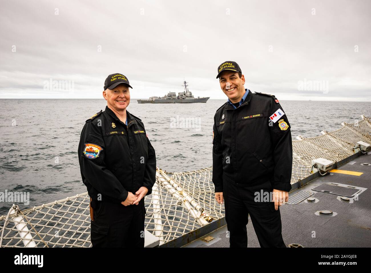 Commodore Richard Feltham and CPO1 Tom Lizotte HMCS VILLE DE QUEBEC's ...