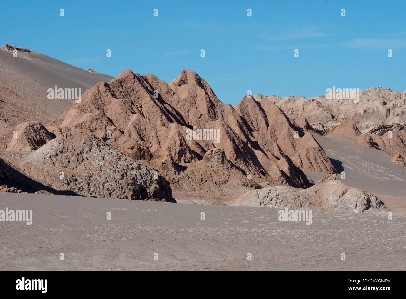 View of rock formations in the Valley of the Moon near San Pedro de ...