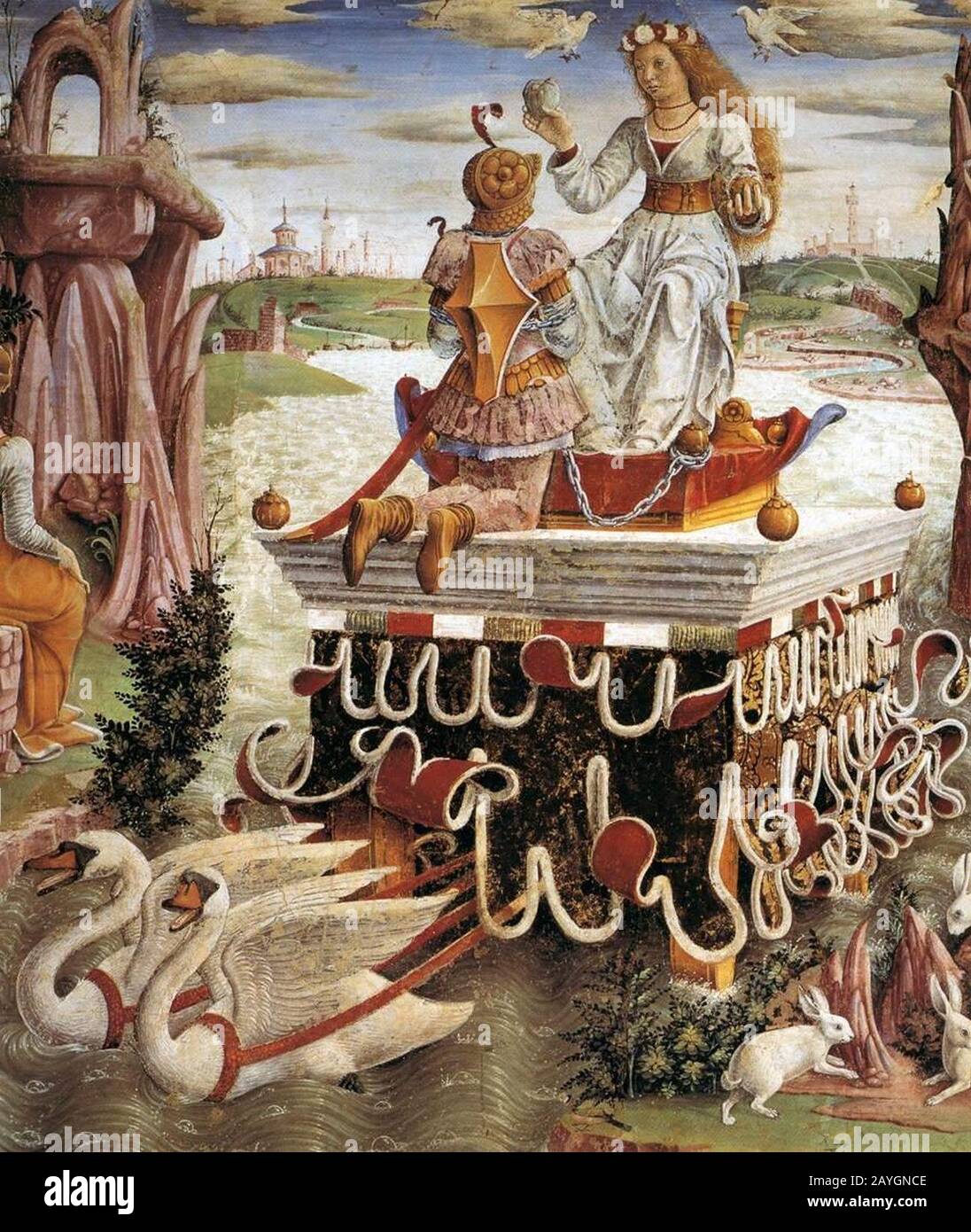 Francesco del Cossa - Allegory of April - Triumph of Venus (detail ...