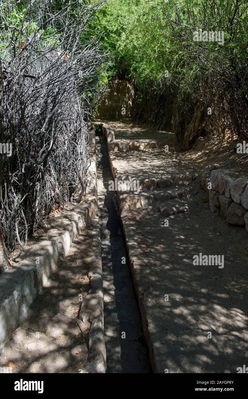 Irrigation canals in the oasis town of Toconao near San Pedro de ...