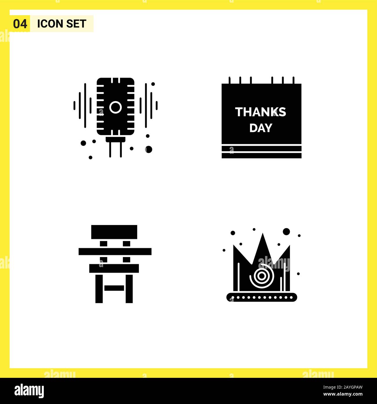 4 Icon Set. Simple Solid Symbols. Glyph Sign on White Background for ...