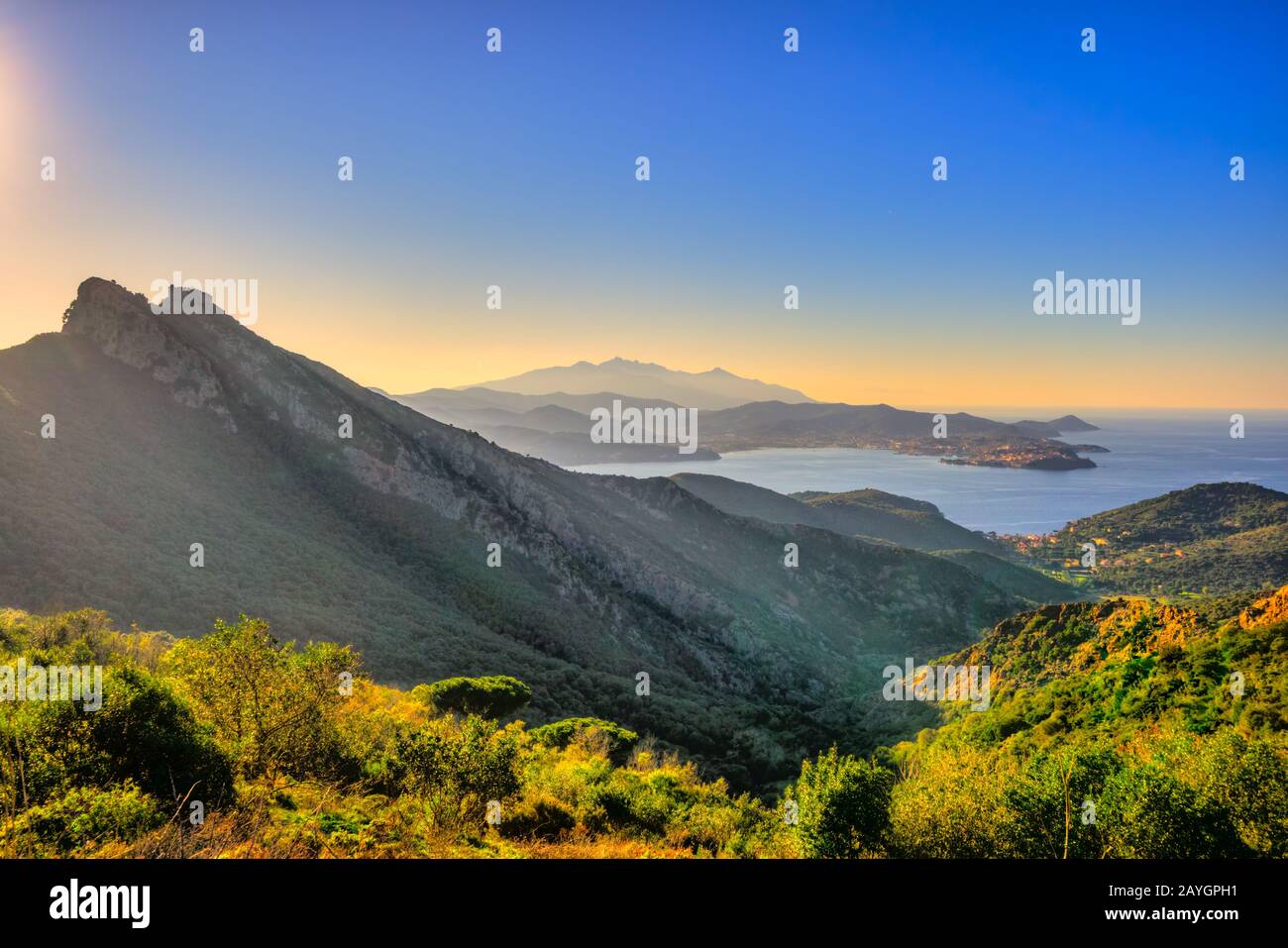 Tuscany, Crete Senesi rural sunset landscape. Countryside farm ...