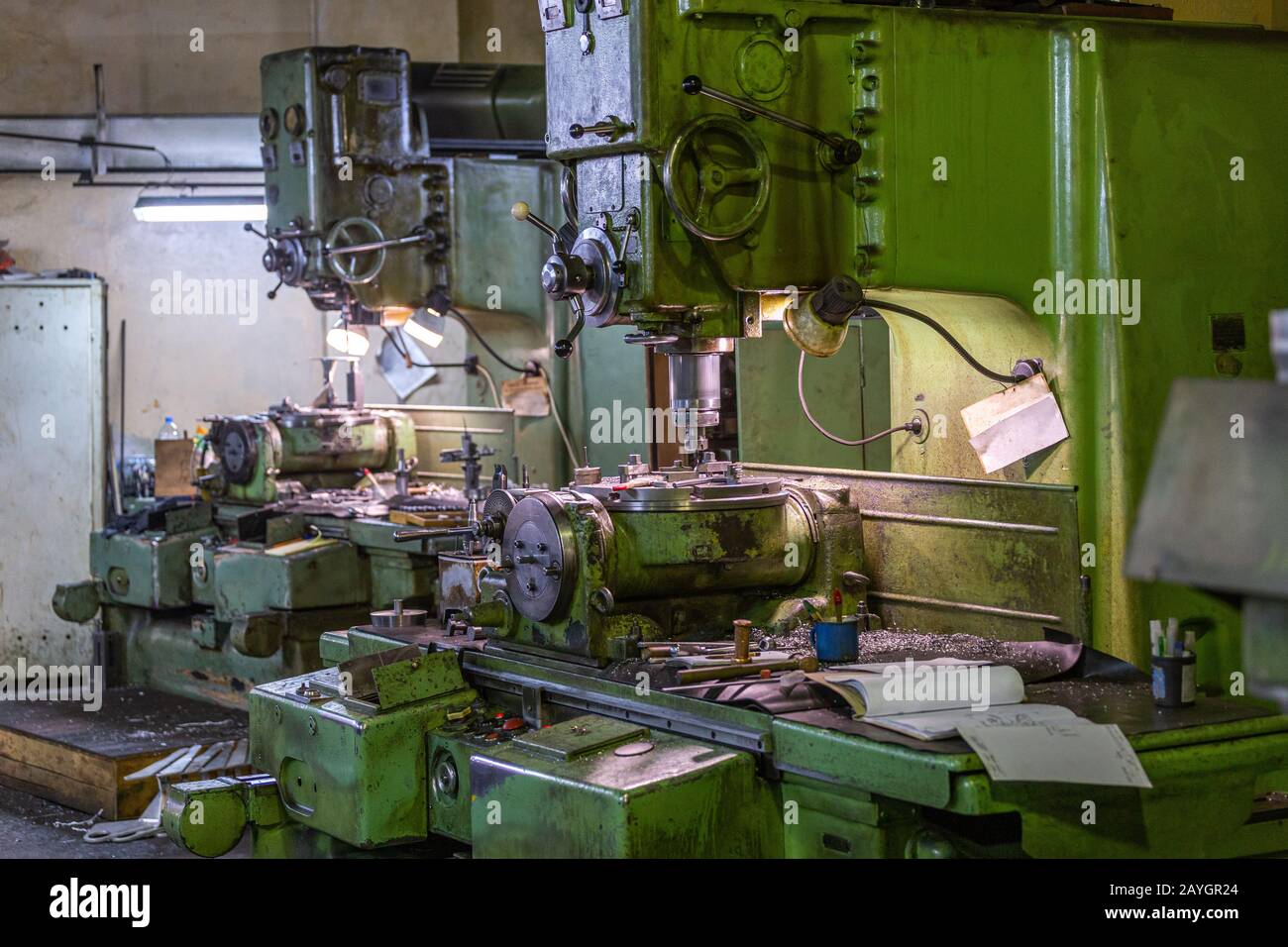Two old and big soviet vertical 5-axis industrial grade precision ...