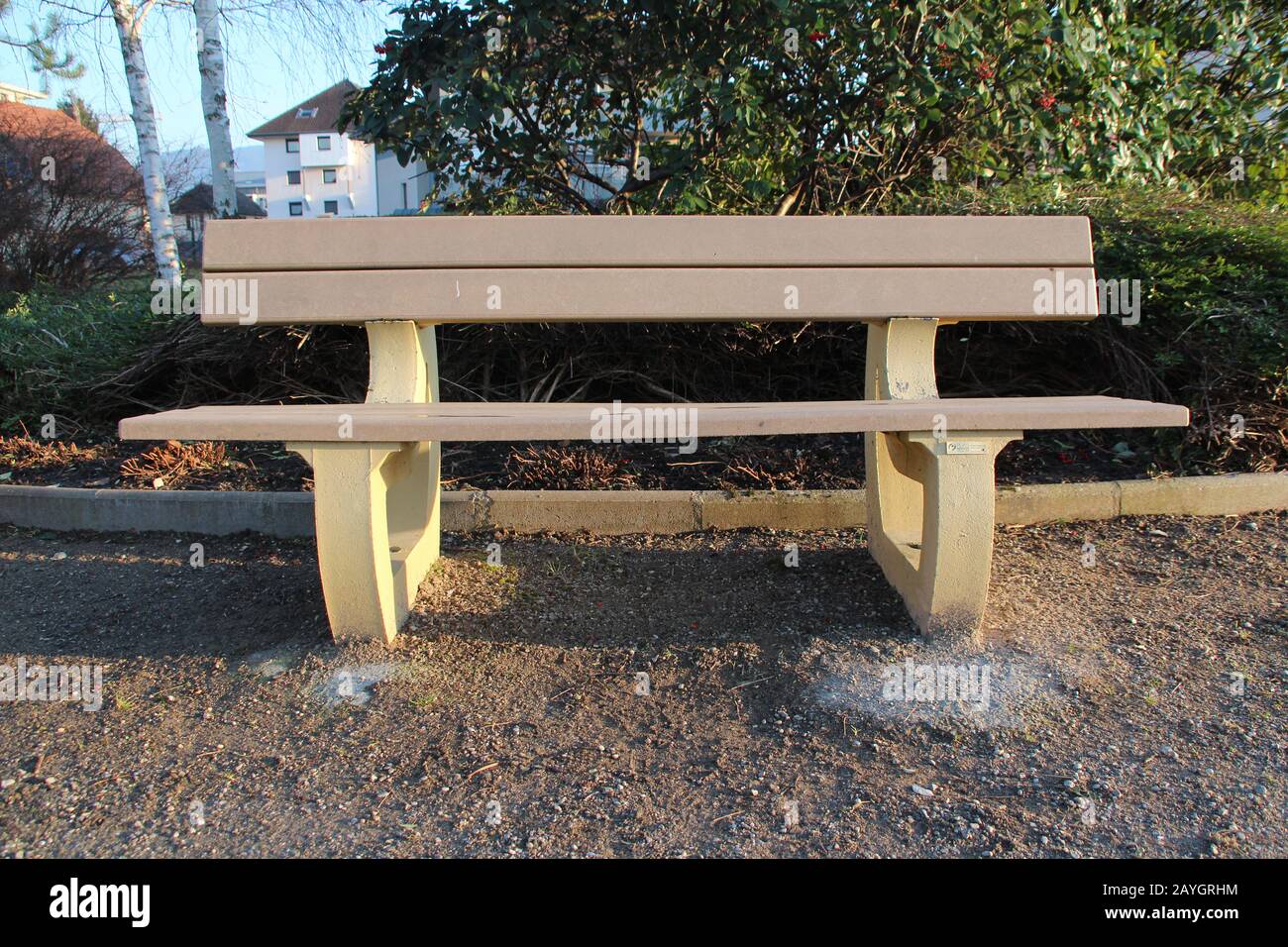 A bench in a french park Stock Photo - Alamy