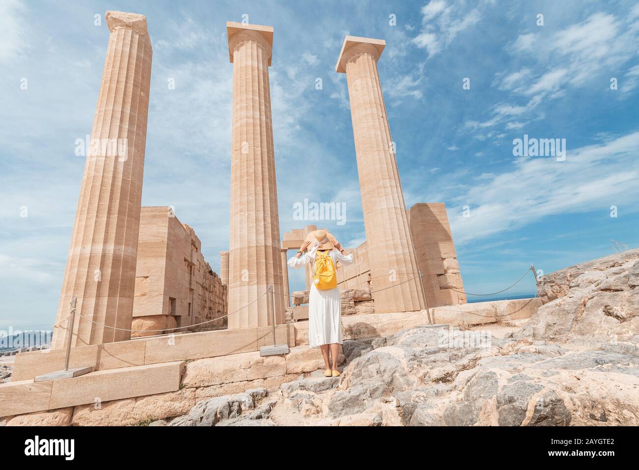 Travel landmarks and archeological sites. Great view of Acropolis ruins ...