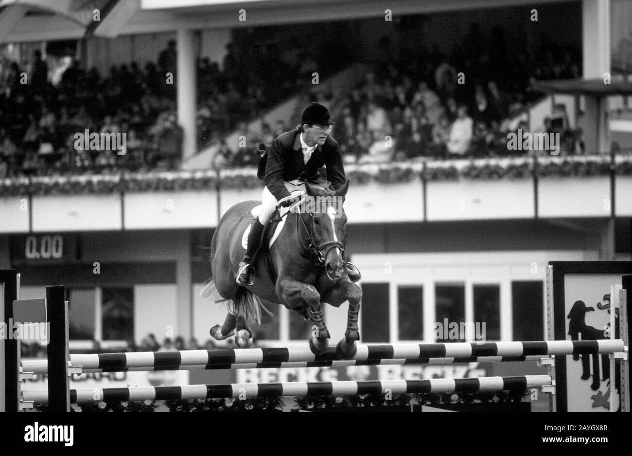 CHIO Aachen 1990, Hubert Bourdy (FRA) riding Morgat ENE Stock Photo - Alamy