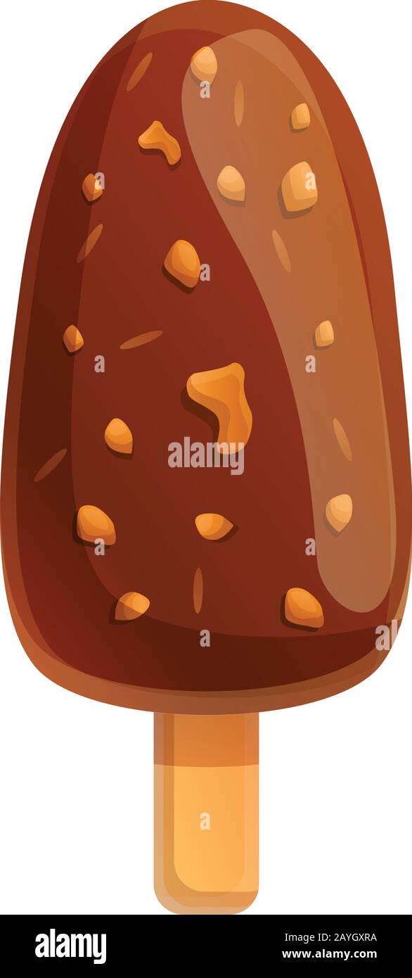 Chocolate nut popsicle icon. Cartoon of chocolate nut popsicle vector ...