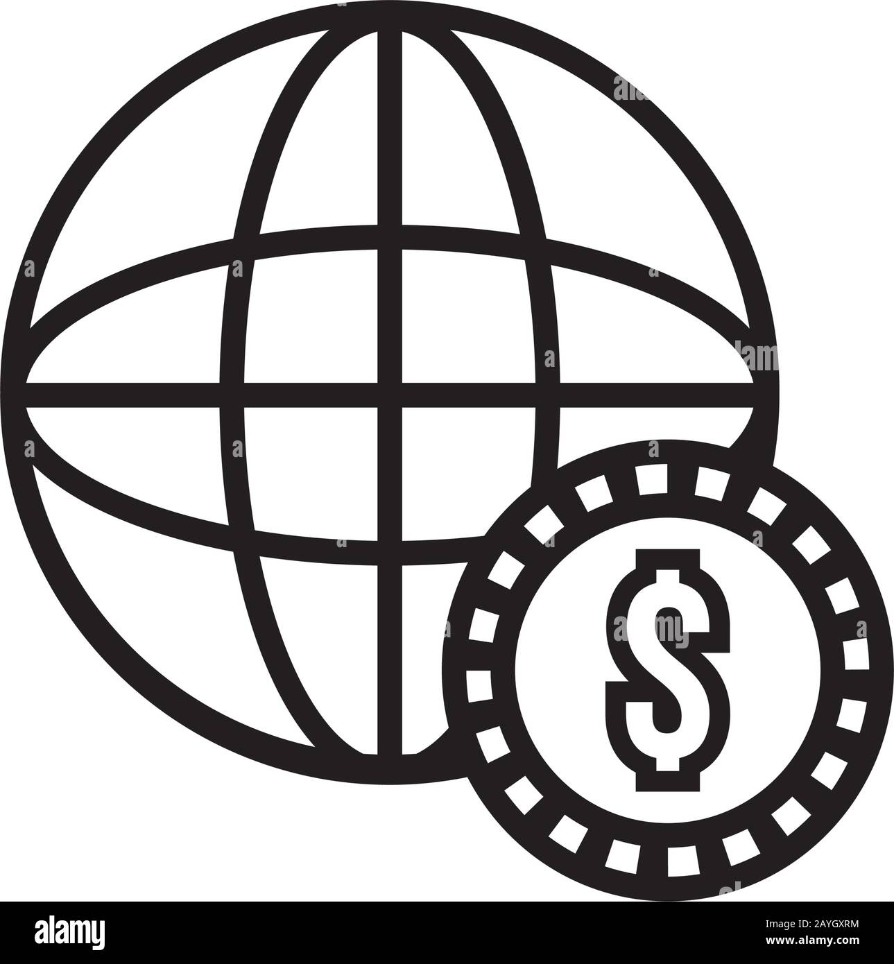 coin money dollar with sphere planet line style Stock Vector Image ...