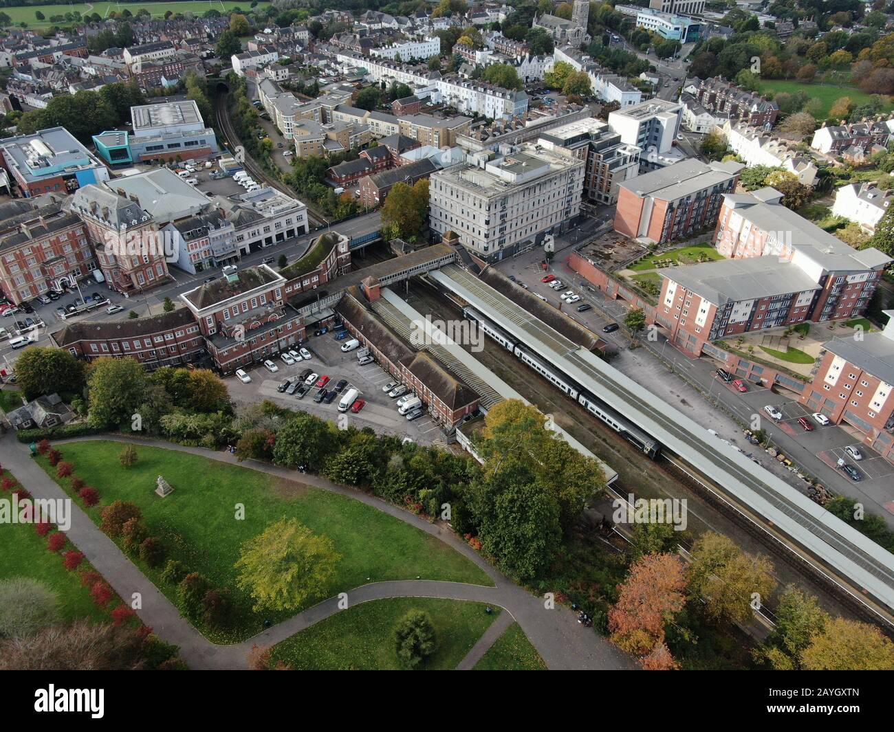 an aerial view of Exeter City centre , Devon , England, UK Stock Photo ...