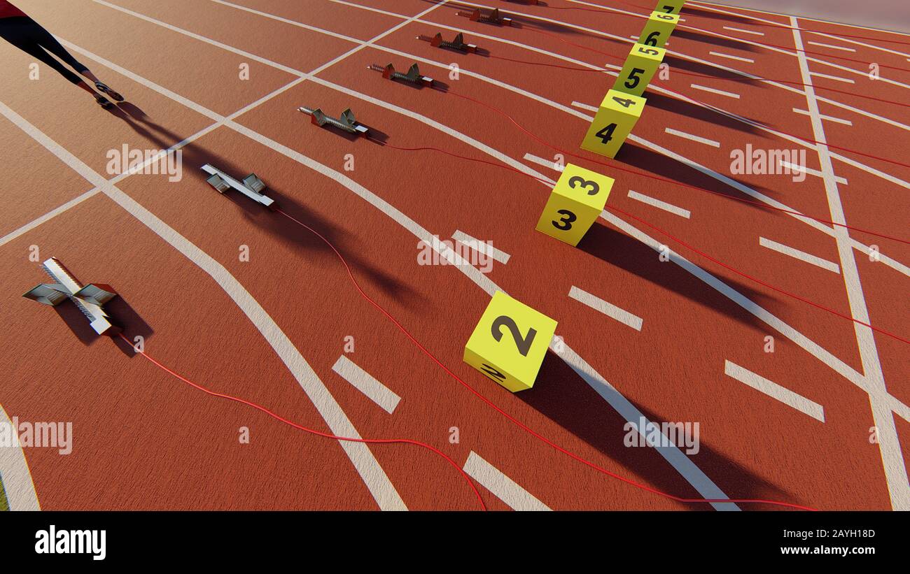 Start line athletic track Stock Photo - Alamy