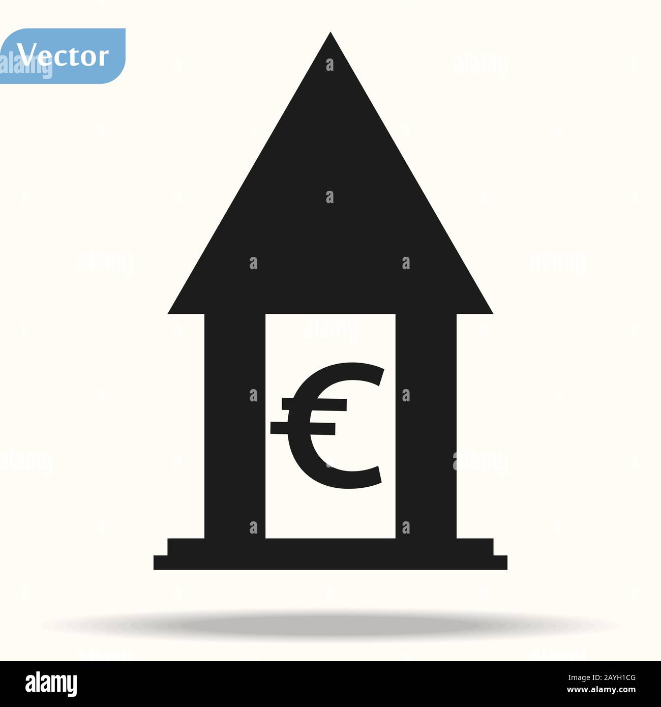 Home icon with Euro label in flat style on white background eps10 Stock ...