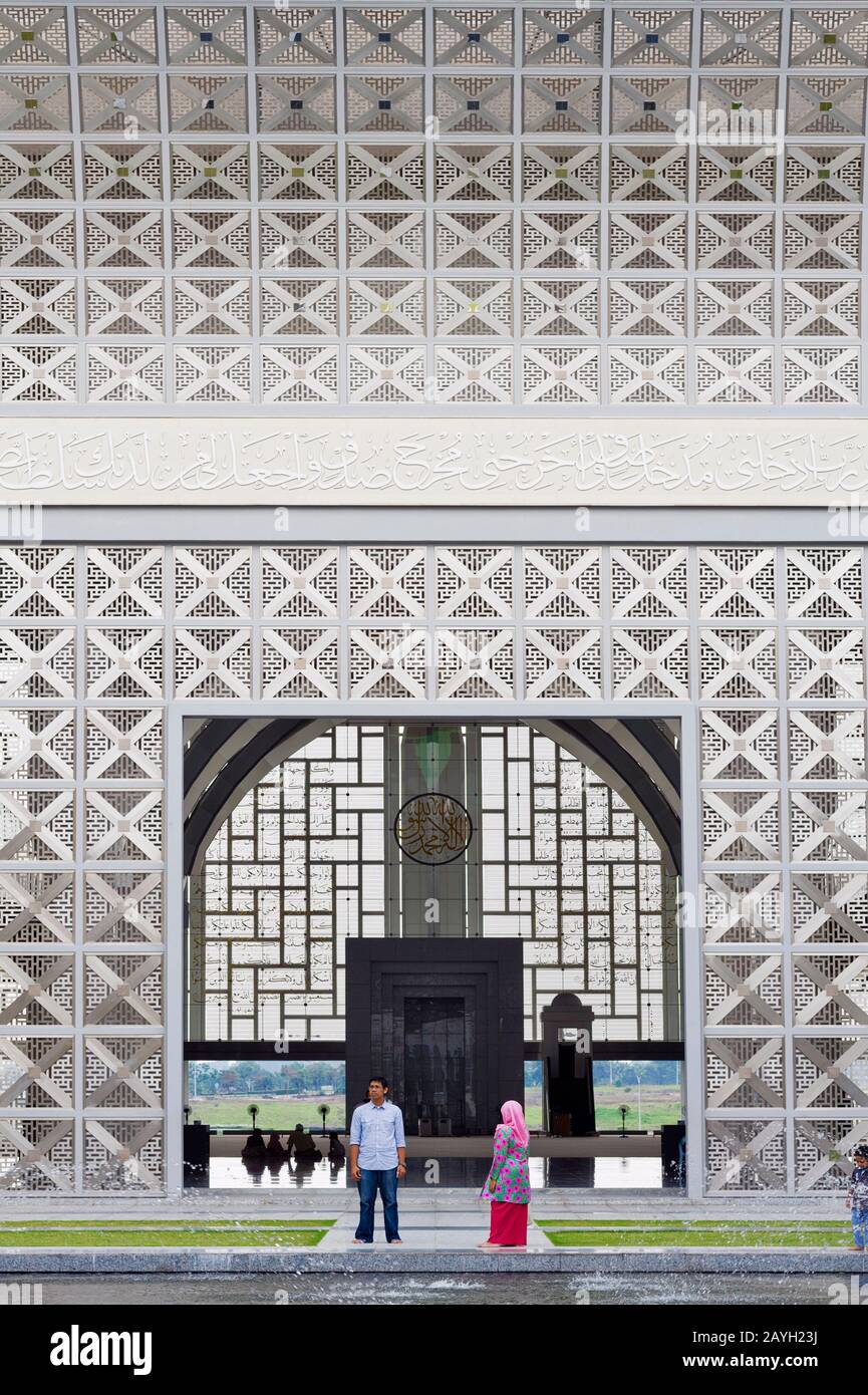 inside The Tuanku Mizan Zainal Abidin Mosque, or Iron Mosque at night ...