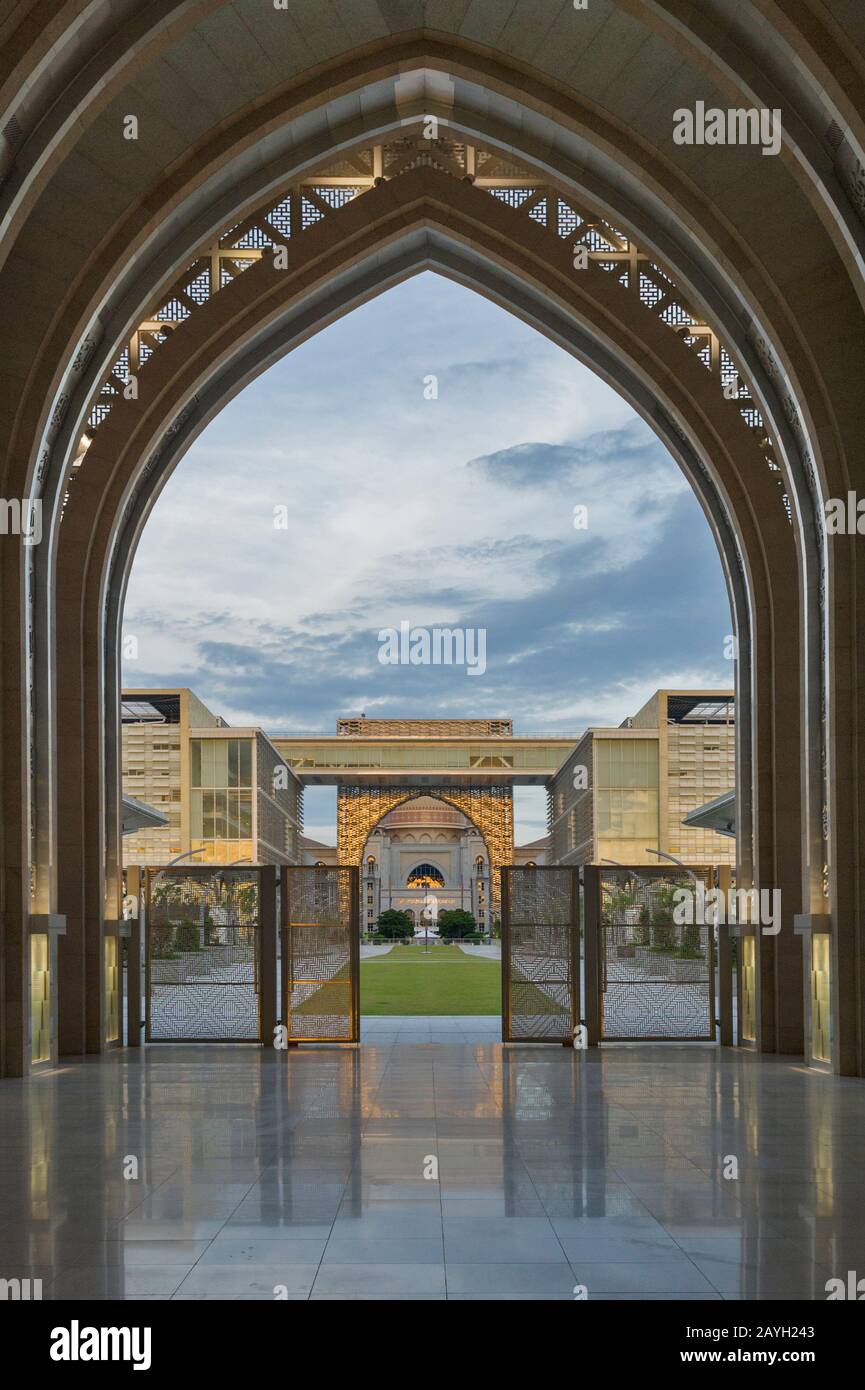 inside The Tuanku Mizan Zainal Abidin Mosque, or Iron Mosque at night ...