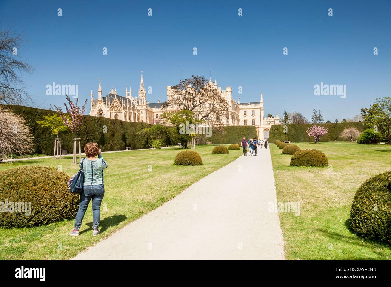 LEDNICE, CZECH REPUBLIC - APRIL 22, 2019: Castle Lednice on April 22 ...