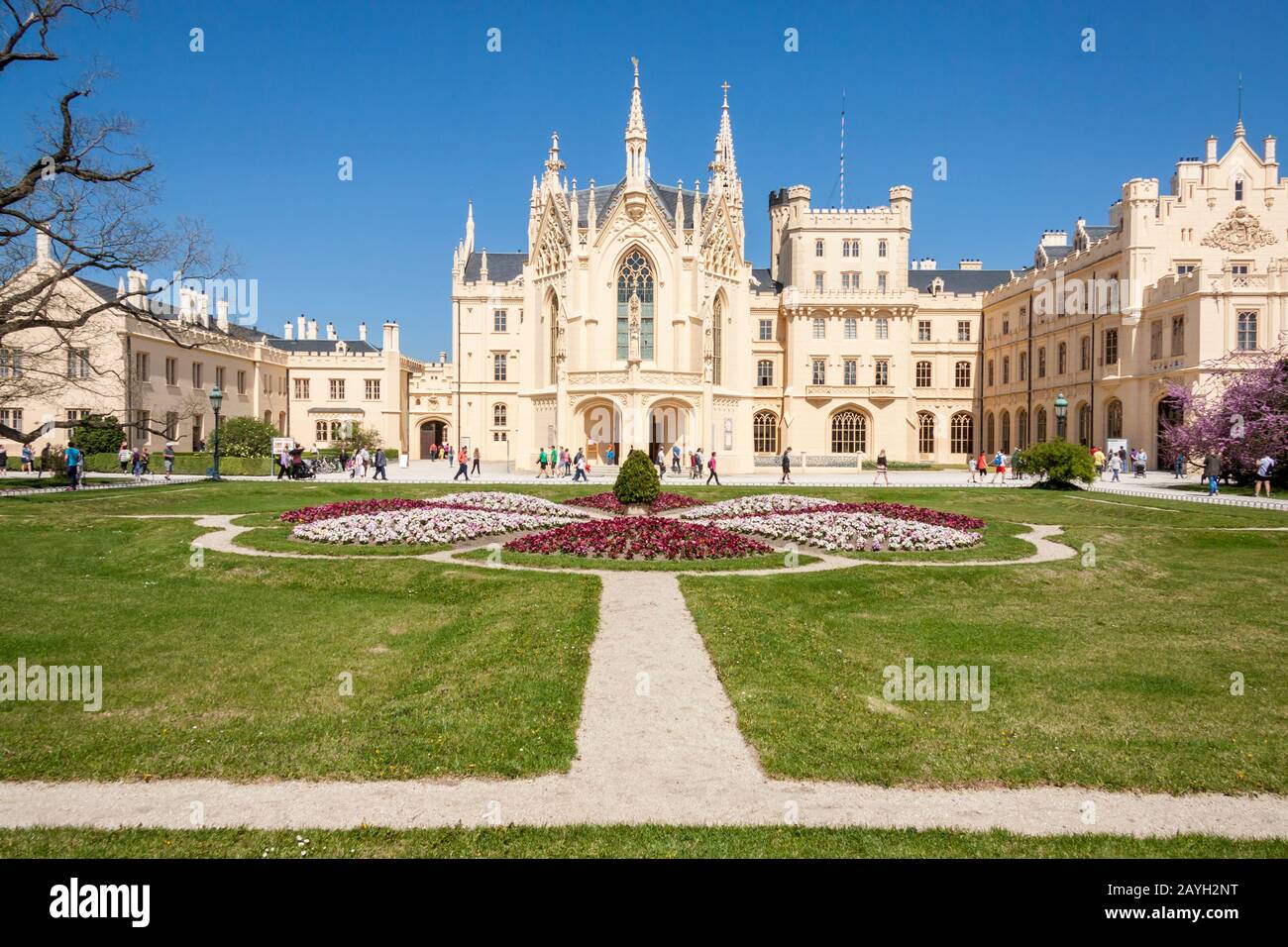 LEDNICE, CZECH REPUBLIC - APRIL 22, 2019: Castle Lednice on April 22 ...