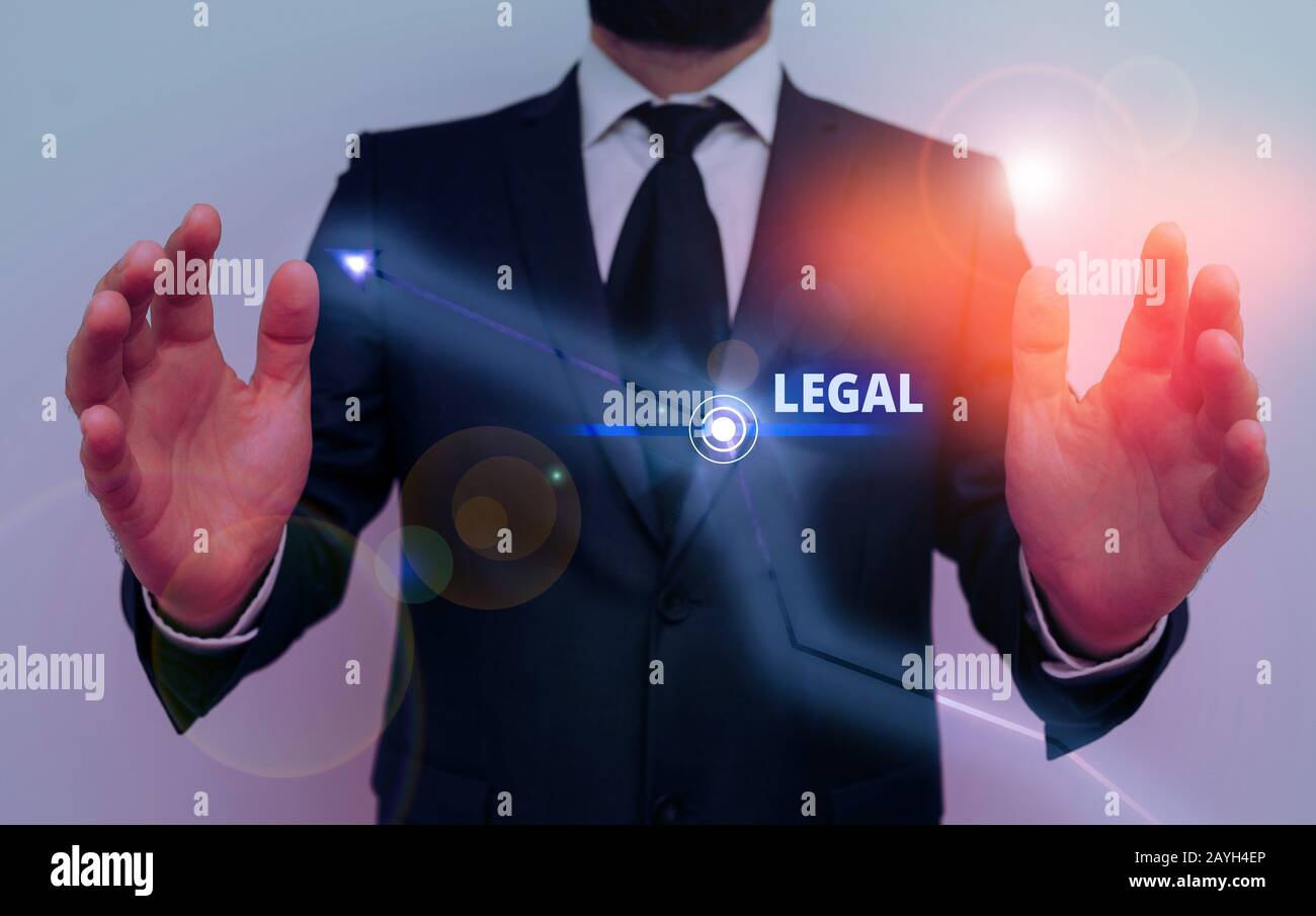 Conceptual hand writing showing Legal. Concept meaning Allowable or ...