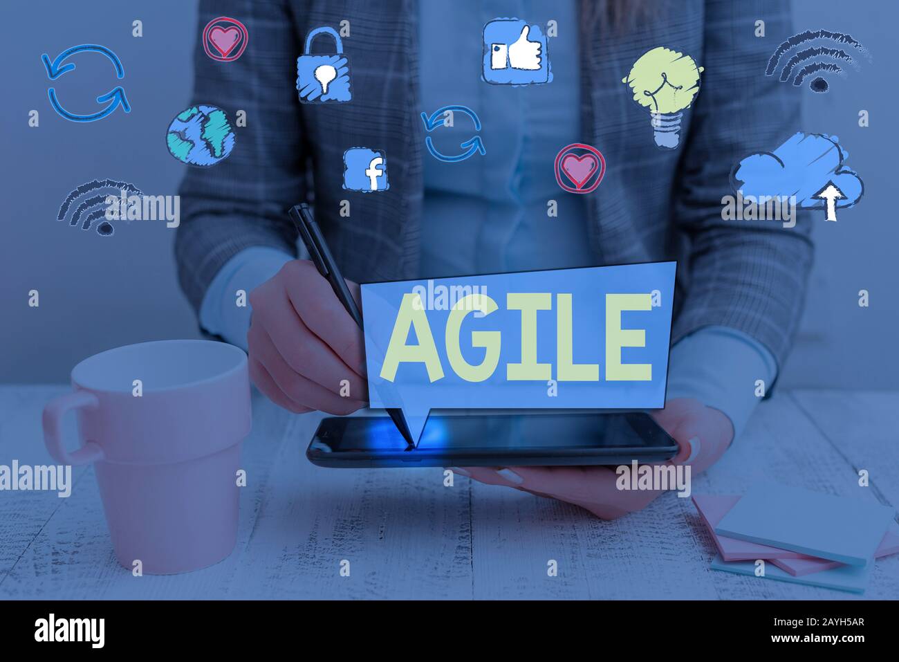 Writing note showing Agile. Business concept for particular approach to ...