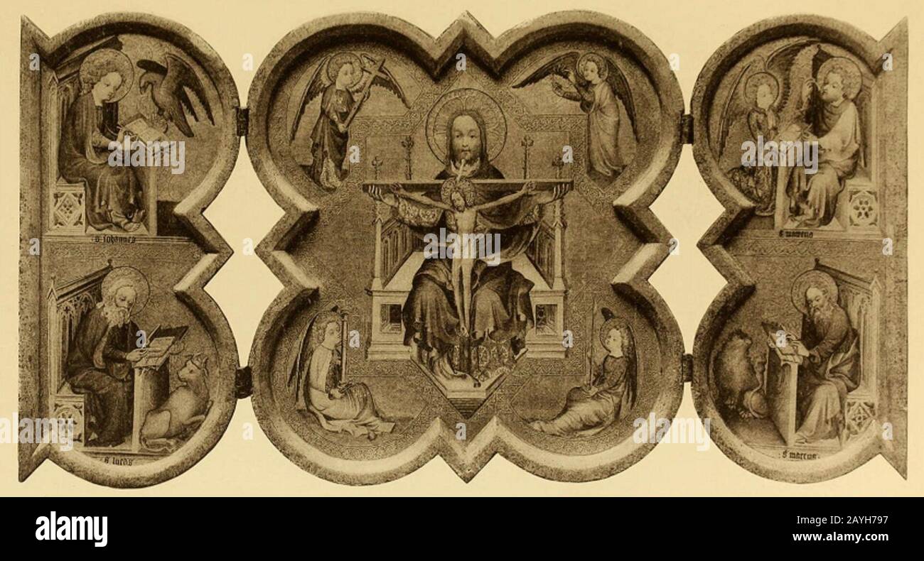 Franco-Flemish Triptych with the Holy Trinity and Four Evangelists ...