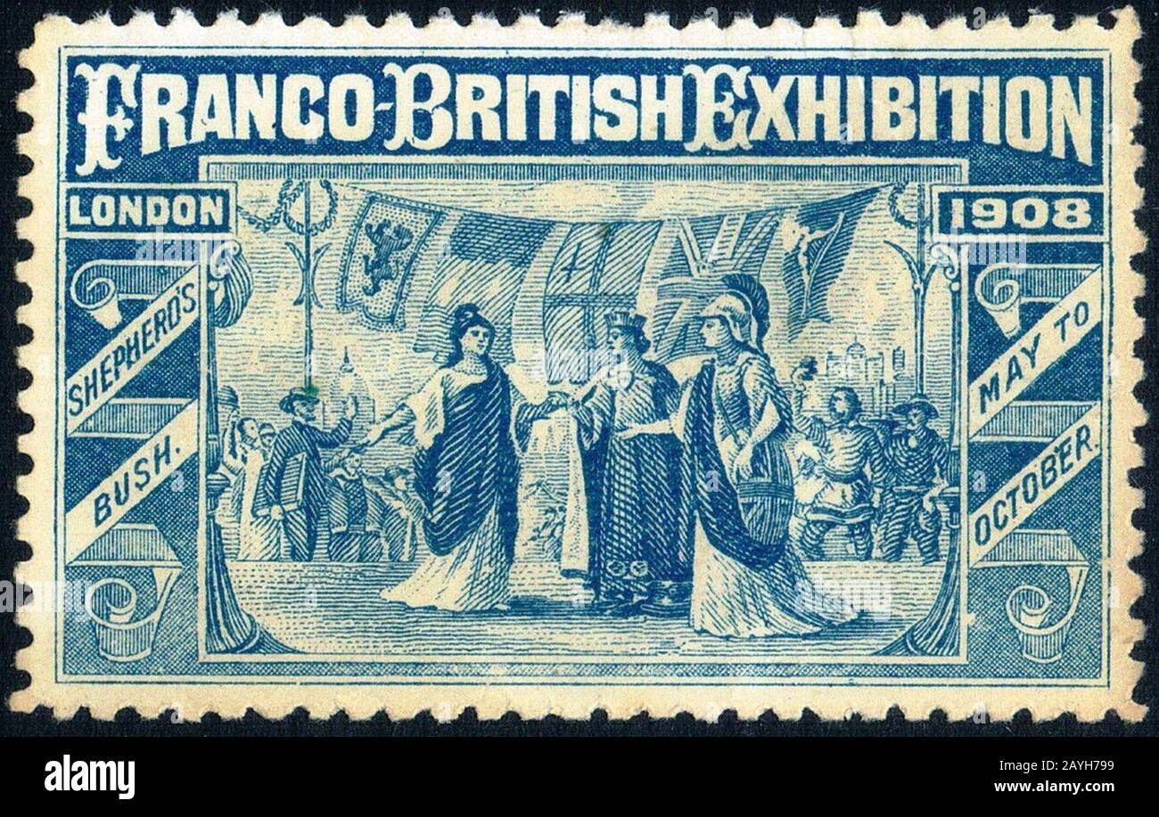 Franco-British Exhibition 1908 souvenir stamp Stock Photo - Alamy