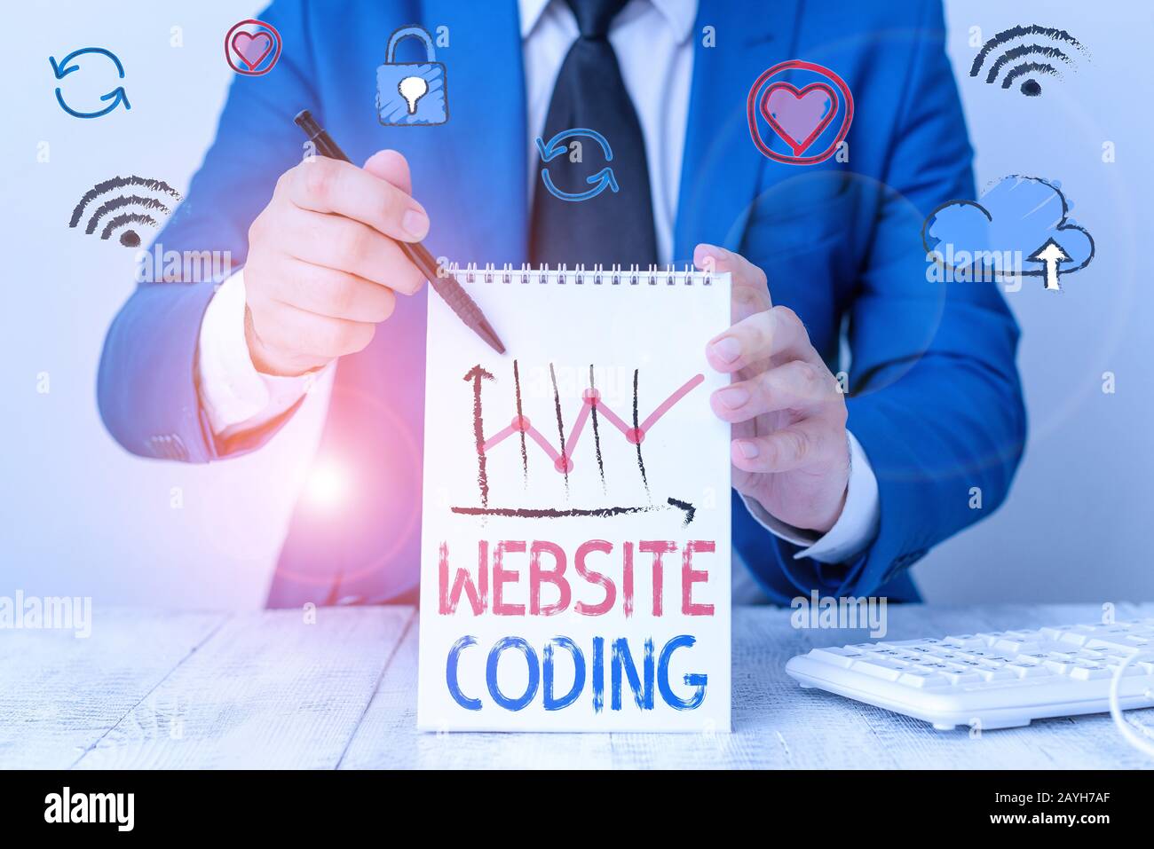 Writing note showing Website Coding. Business concept for system of ...