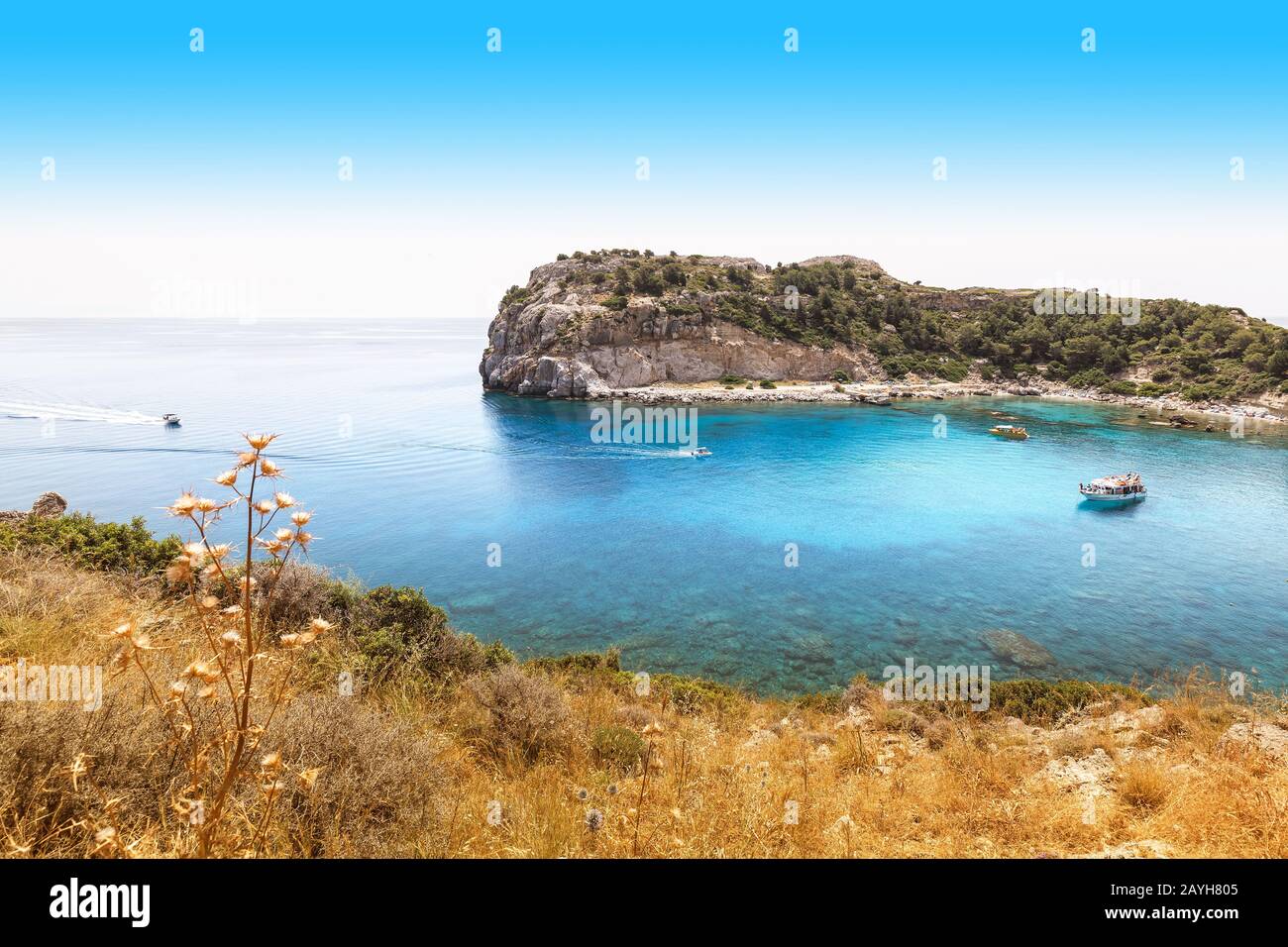 Popular tourist attraction on Rhodes island - azure lagoon known as ...