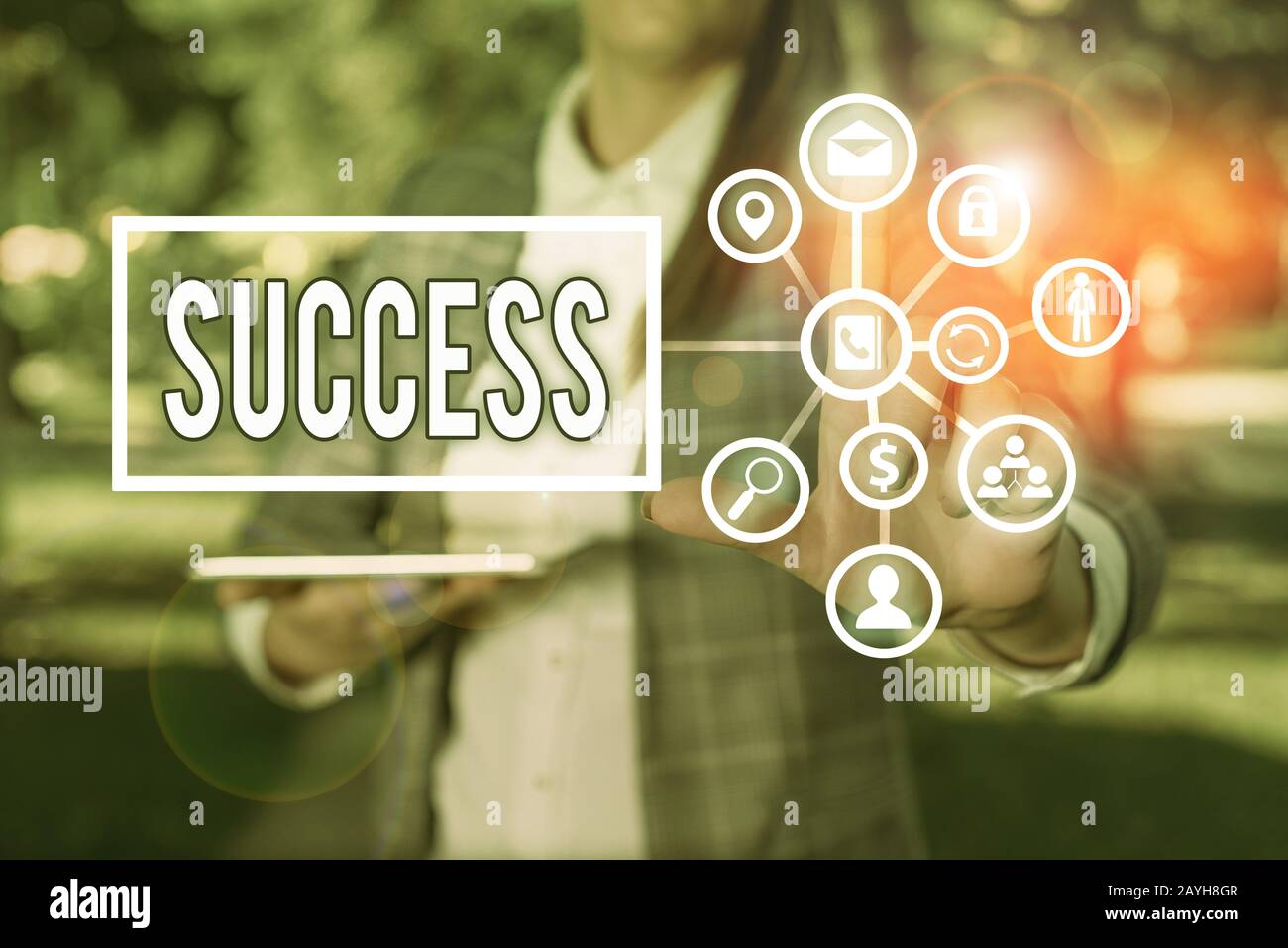 Text sign showing Success. Business photo showcasing accomplishment aim ...