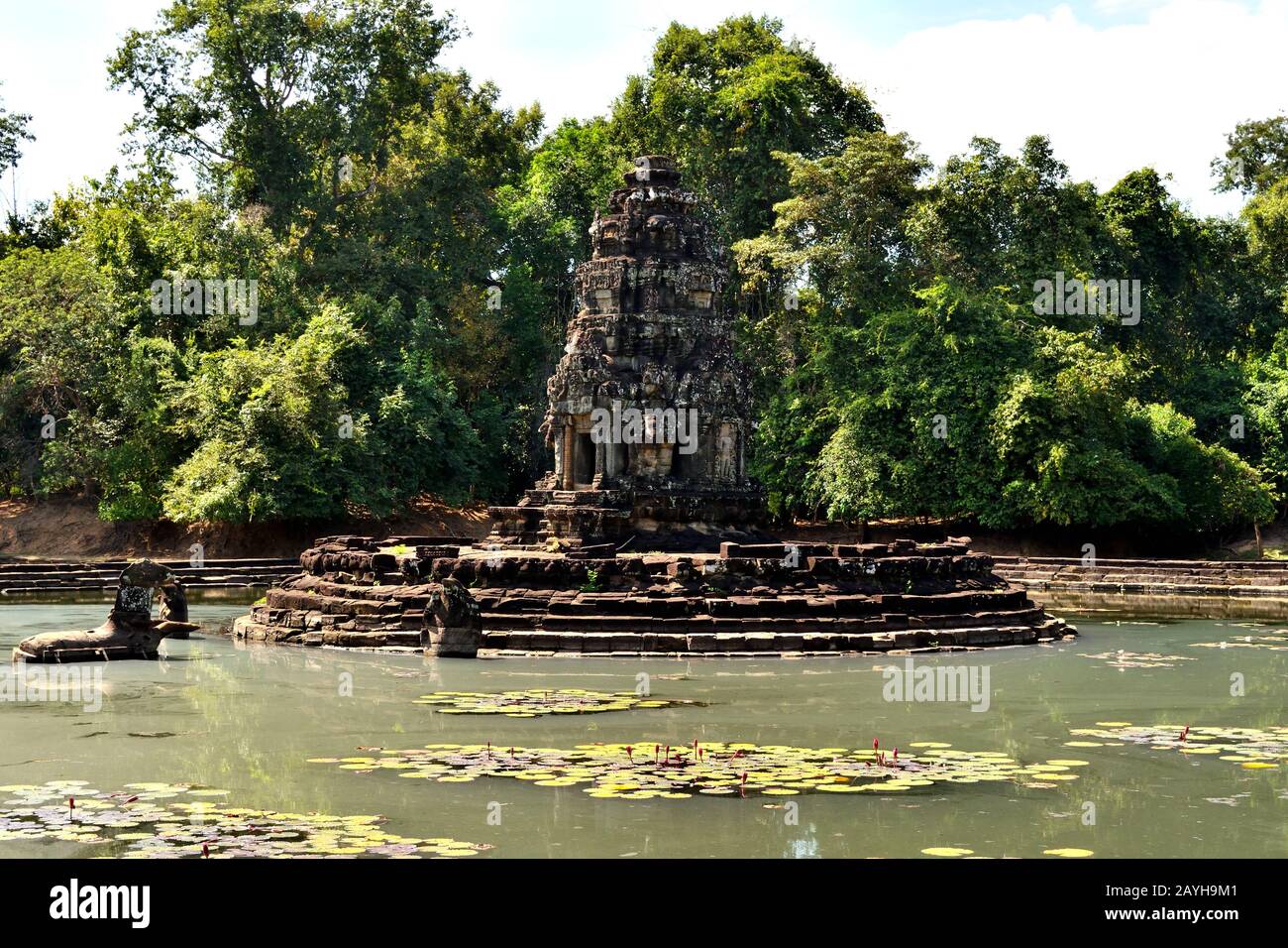 View of the amazing Neak Pean temple in the Angkor complex Stock Photo ...