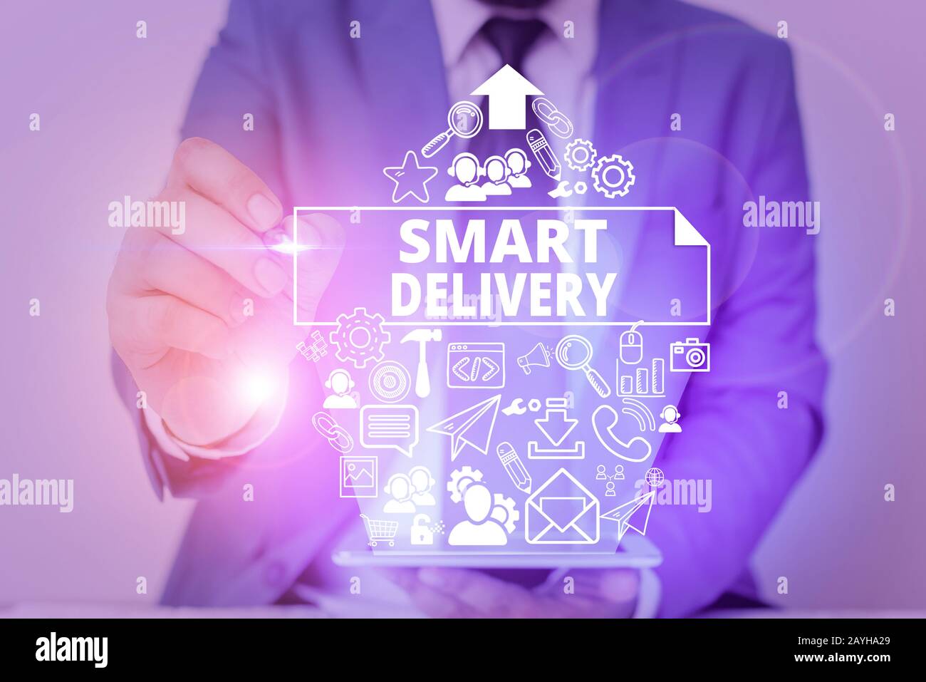 Conceptual hand writing showing Smart Delivery. Concept meaning Mobile ...