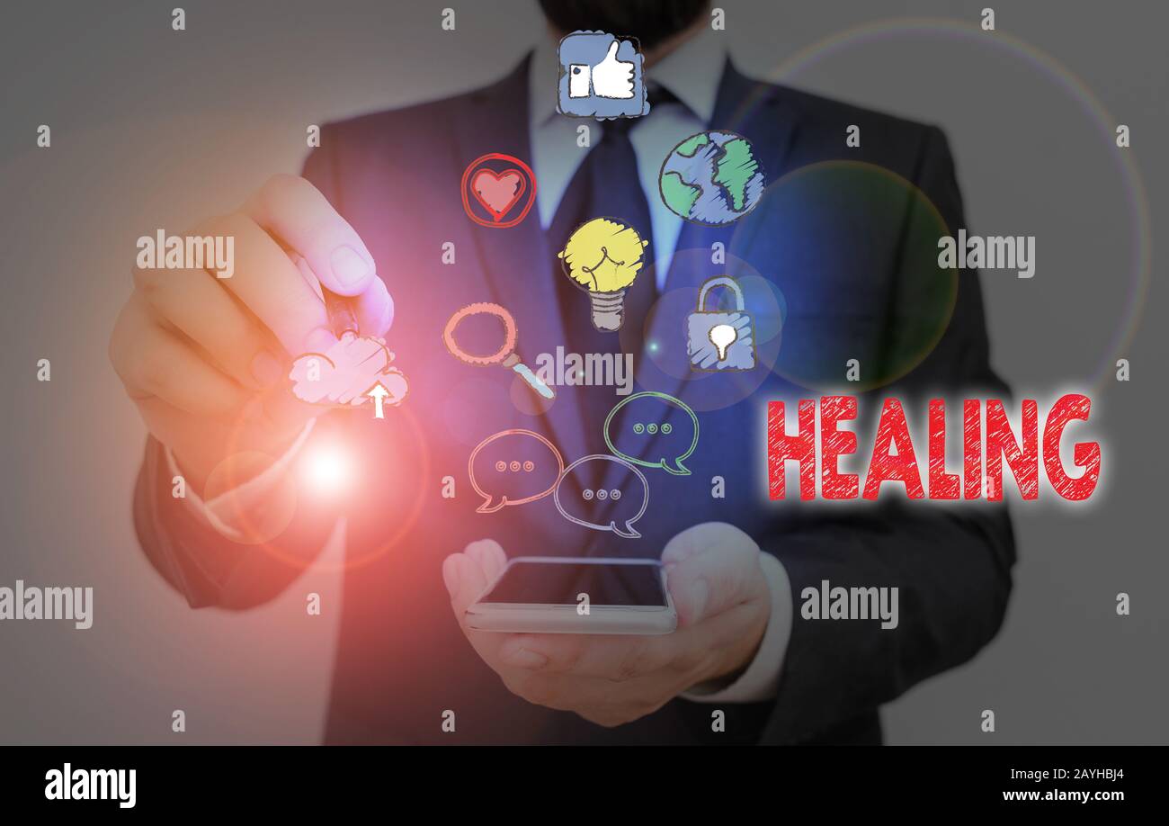 Handwriting text writing Healing. Conceptual photo process of making or ...