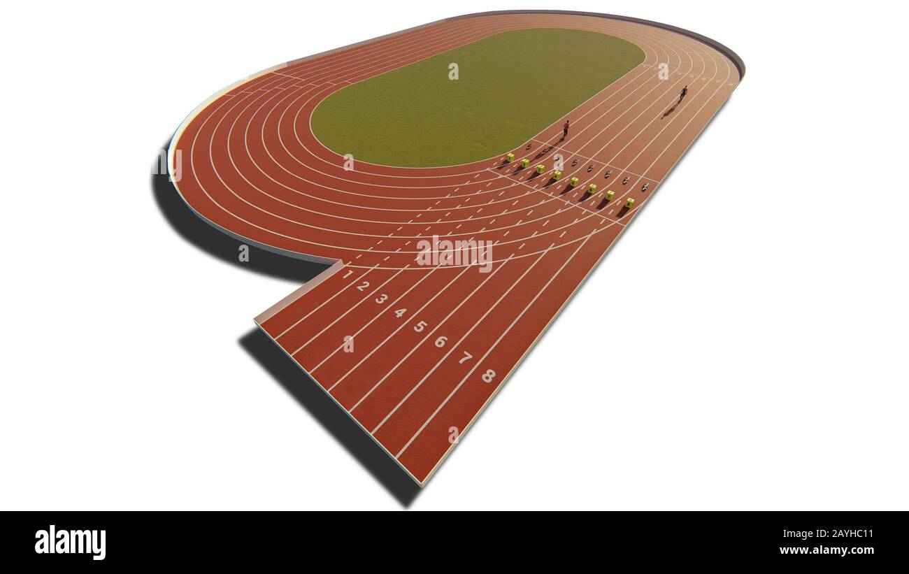 Athletic running race track isolated on the white background Stock ...