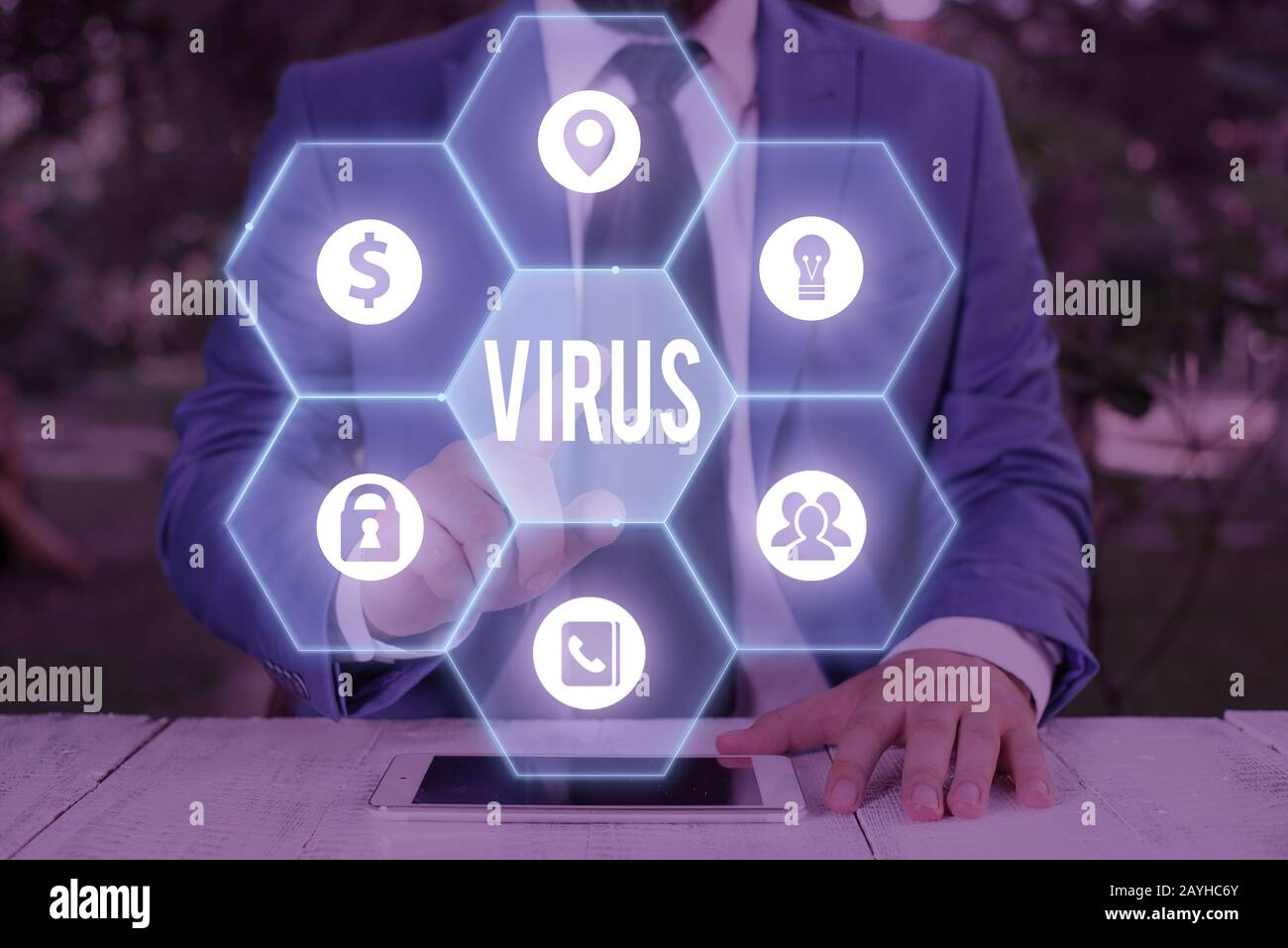 Text sign showing Virus. Business photo showcasing infective agent that ...