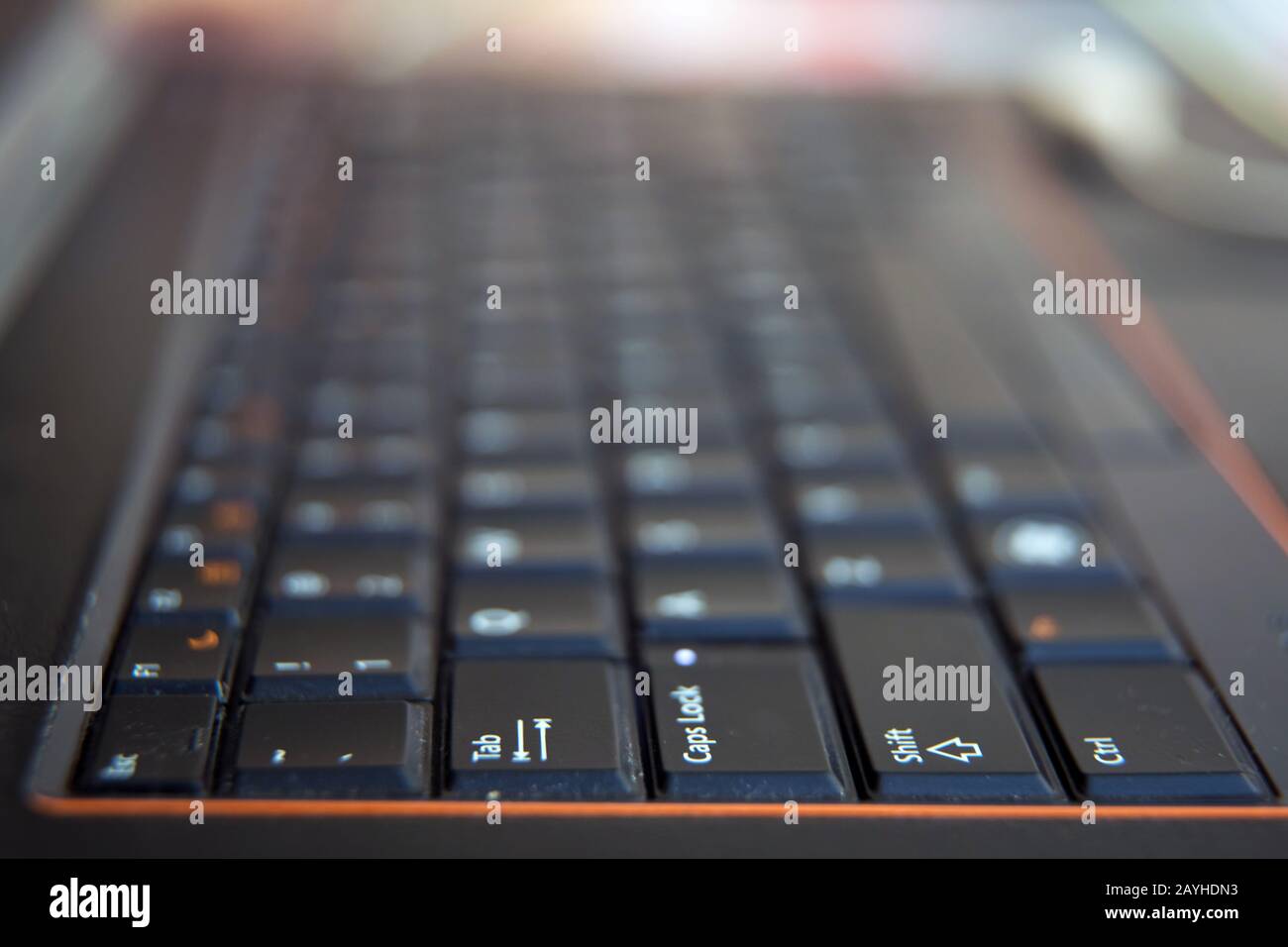 Black and white focus on windows keyboard . Notebook keyboard . Close ...