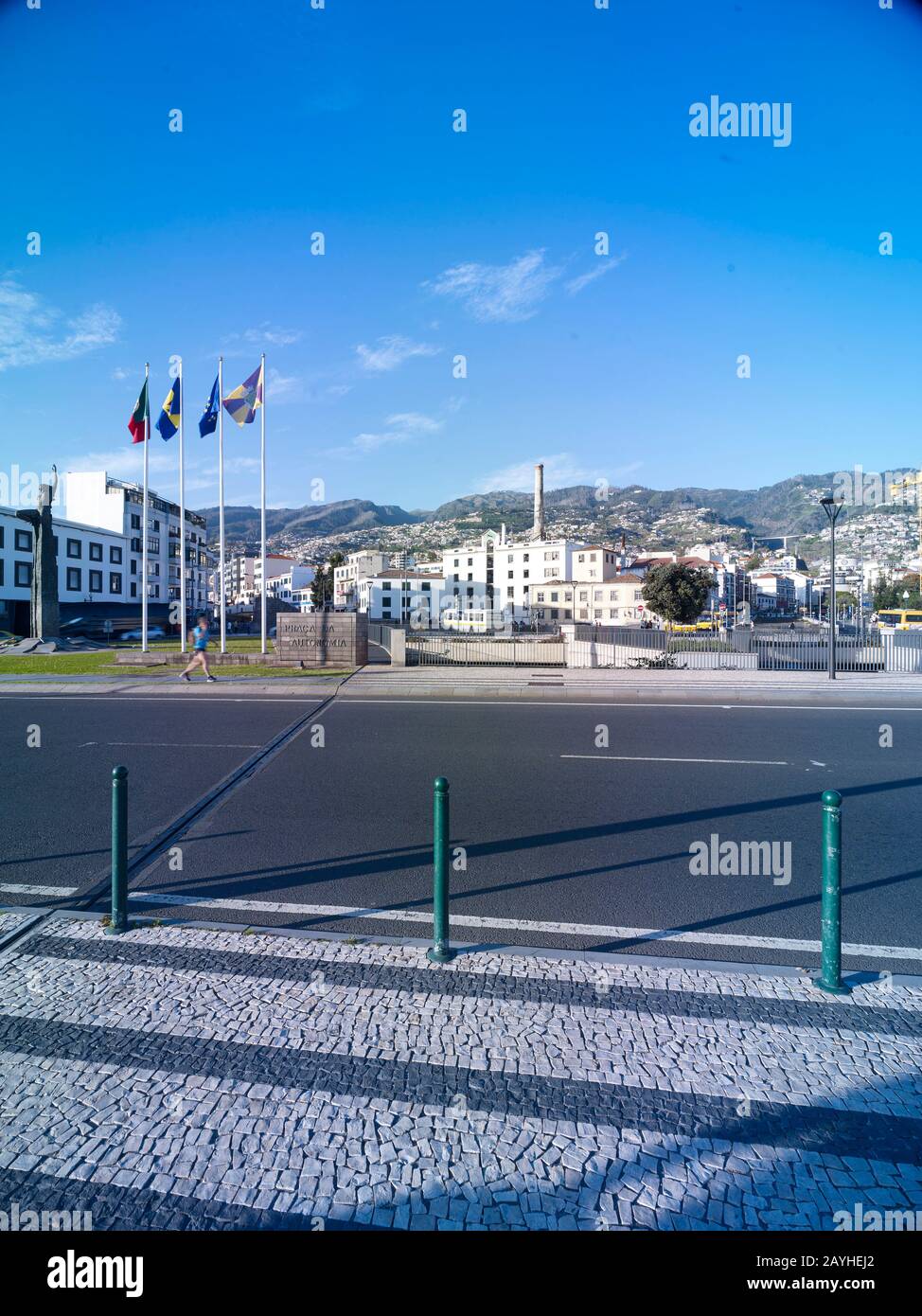 Cityscape and major road in the marina area of Funchal in the sunshine ...