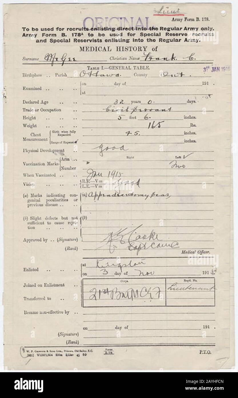 Frank mcgee enlistment Stock Photo - Alamy