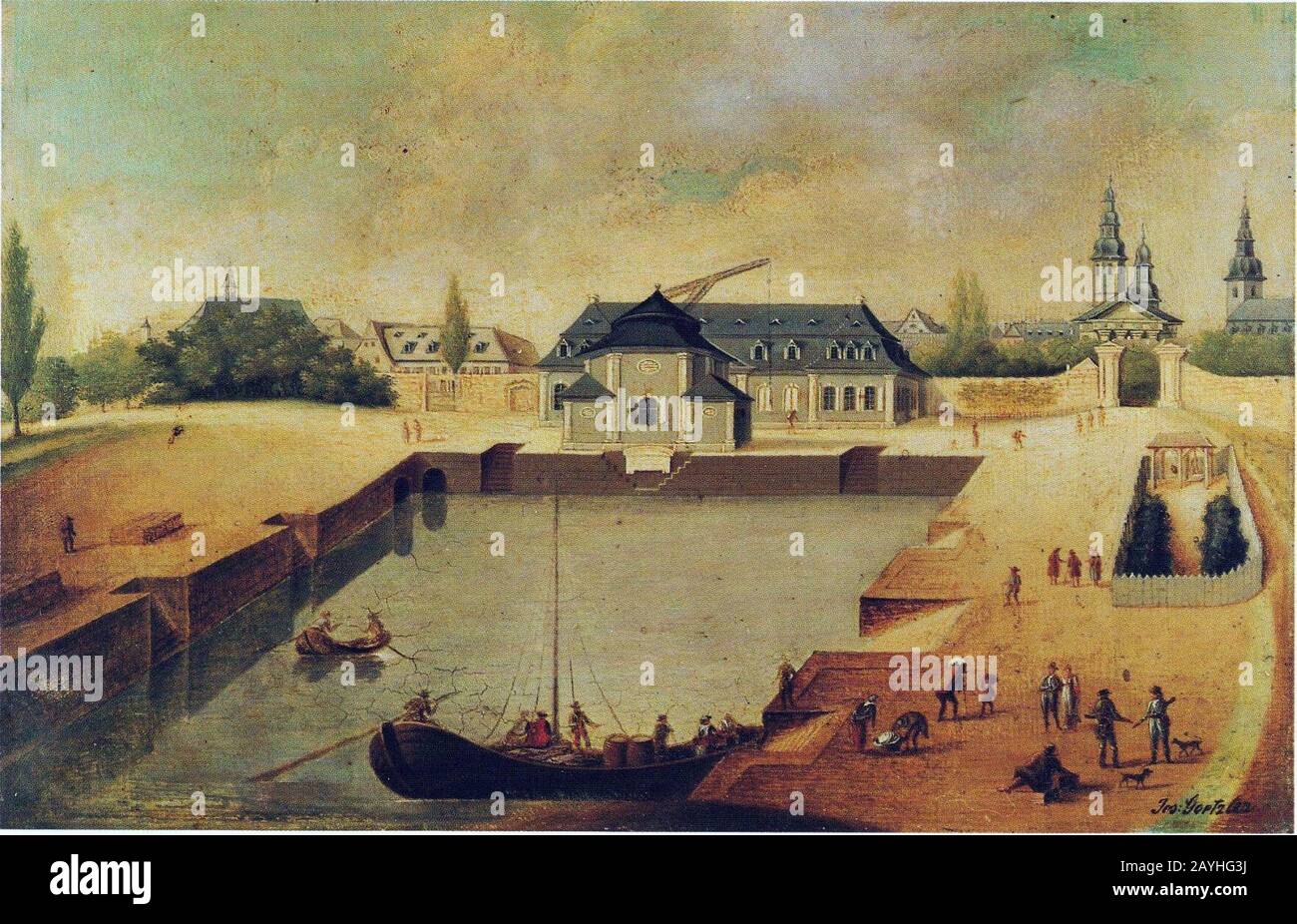Frankenthal Hafenbecken 1830 Stock Photo - Alamy
