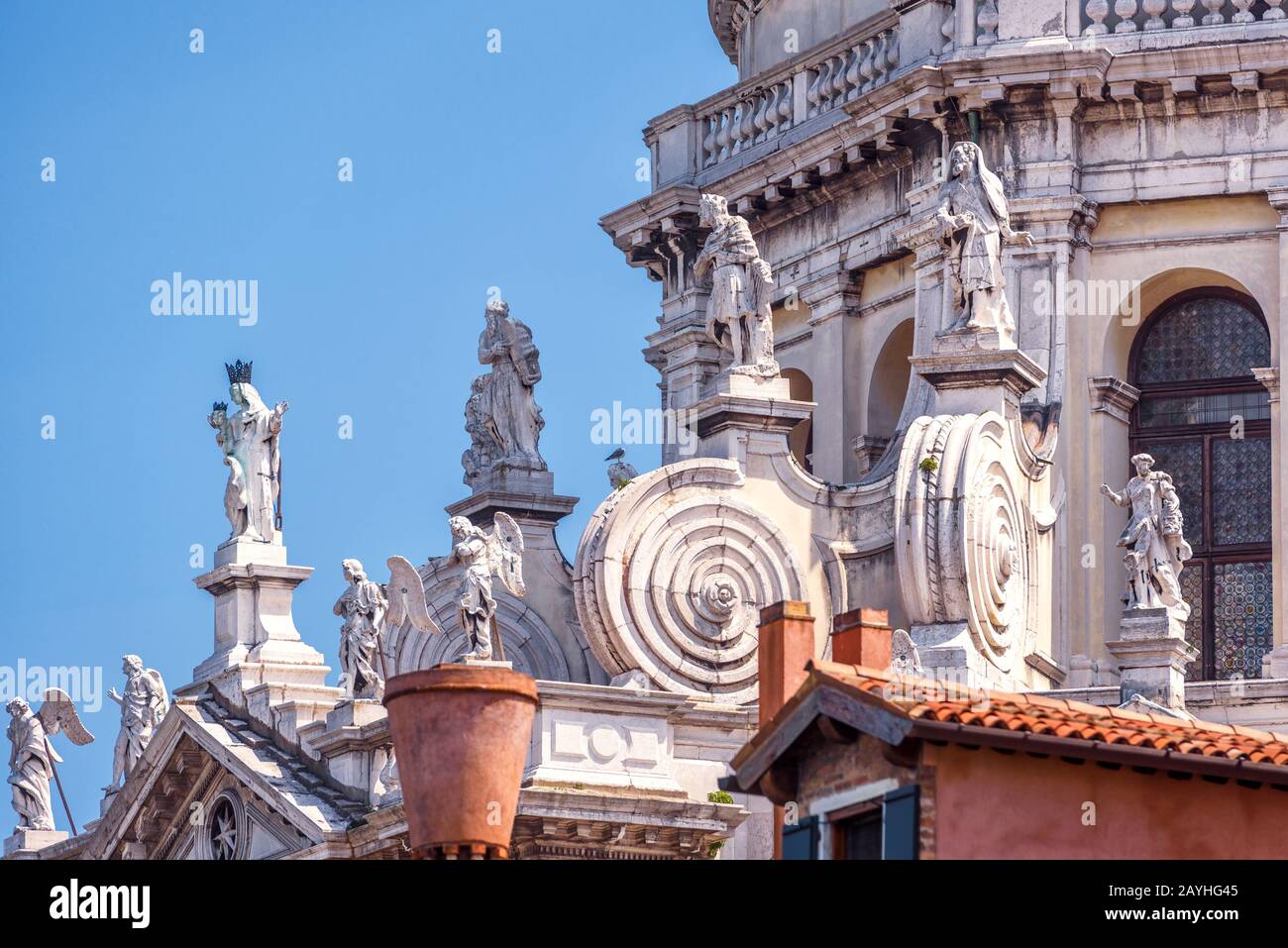Basilica di Santa Maria della Salute in Venice, Italy. The detail with ...