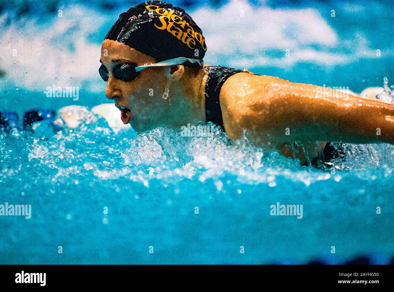 Amy Van Dyken (USA) competing at the 1996 USA Olympic Swimming Team ...