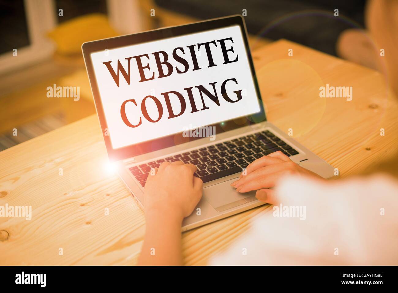 Writing note showing Website Coding. Business concept for system of ...