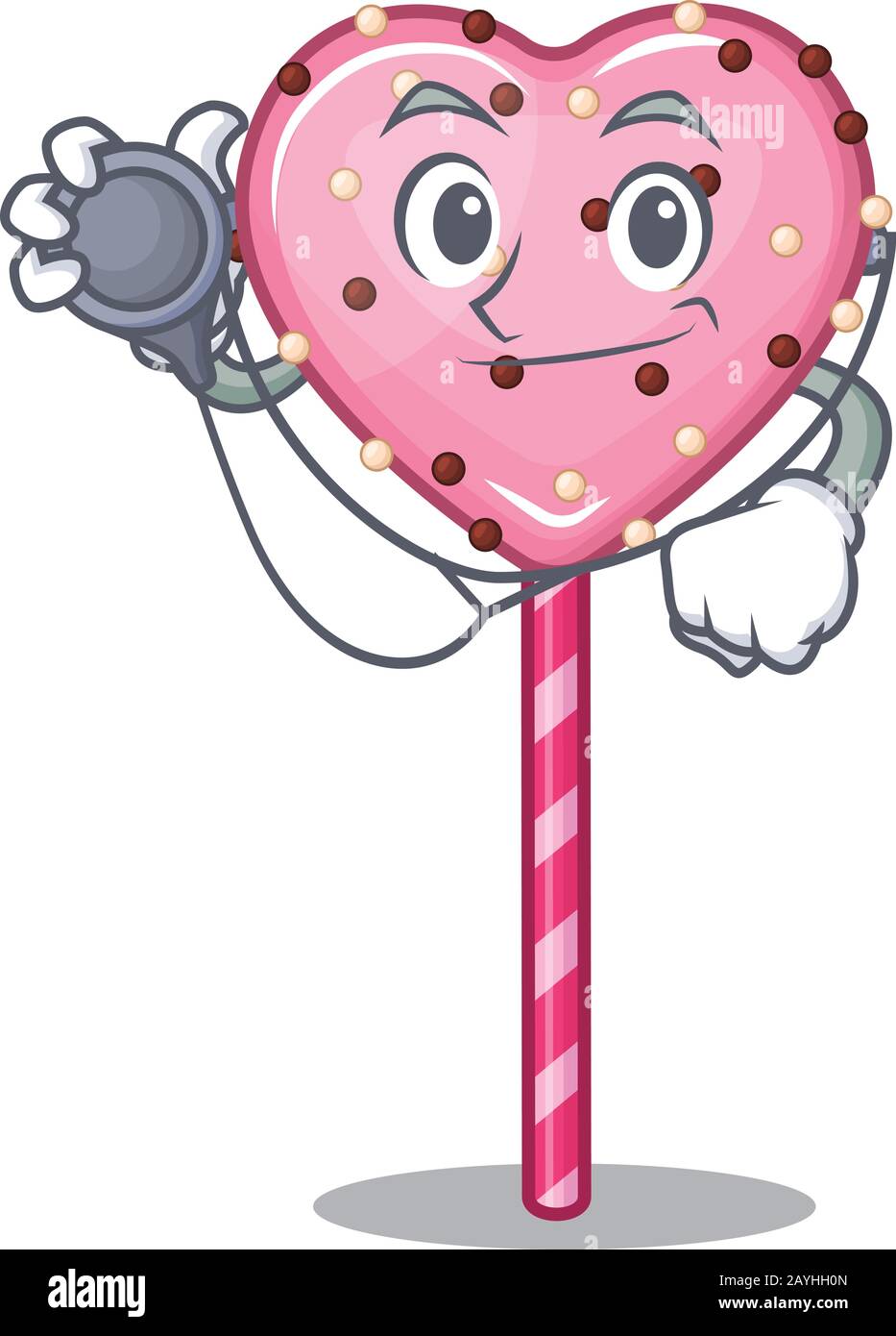 A mascot picture of candy heart lollipop cartoon as a Doctor with tools ...