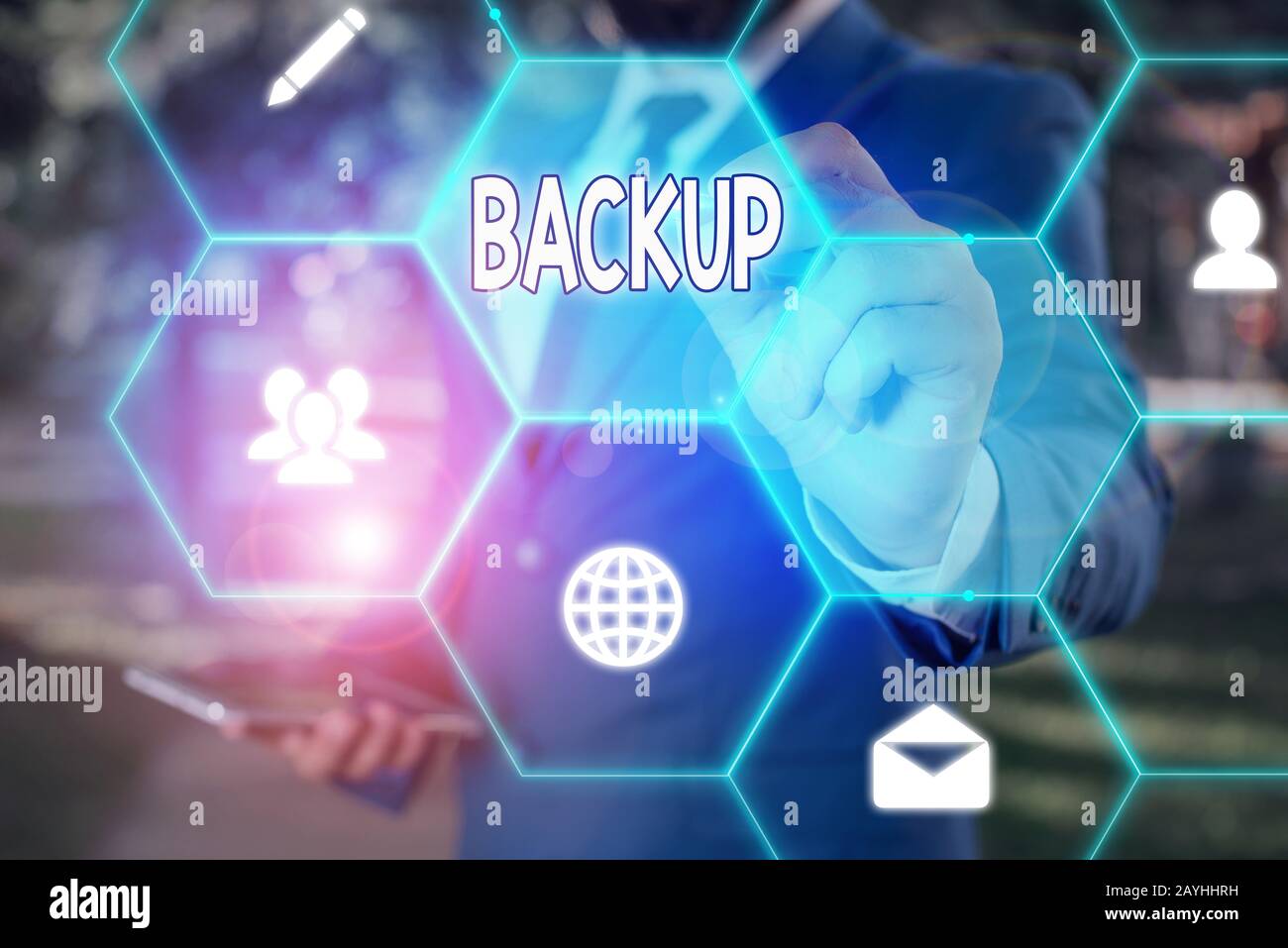 Text sign showing Backup. Business photo text copy of file or other ...